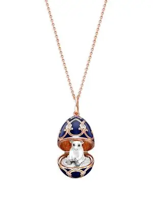Faberge 18kt Gold Heritage Polar Bear Multi-stone Pendant - Blue