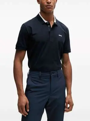 BOSS Logo-print Polo Shirt - Blue