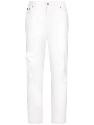 Dolce & Gabbana Distressed Straight Jeans - White