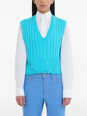 Marni Logo-embroidery Distressed Knitted Vest