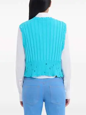 Marni Logo-embroidery Distressed Knitted Vest