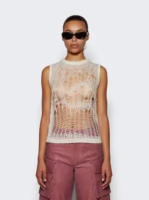 Rick Owens Open-knit Tank Top - White
