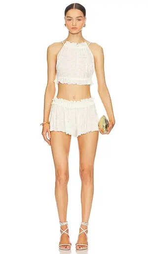 Tularosa Nikki Lace Shorts With Ruffle Trim - Warm White
