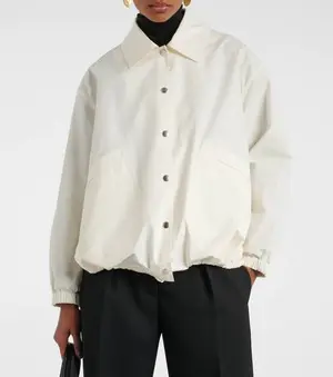 JIL SANDER Logo Cotton Shirt Jacket - Beige