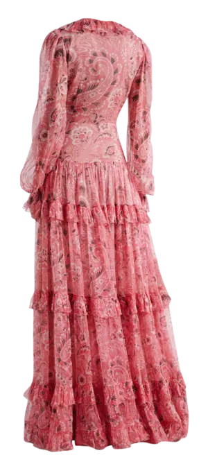 Etro Ruffled Tiered Paisley Silk Gown