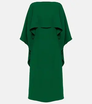 Valentino Garavani Caped Silk Crêpe Midi Dress