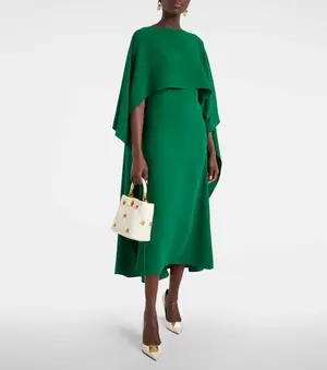 Valentino Garavani Caped Silk Crêpe Midi Dress