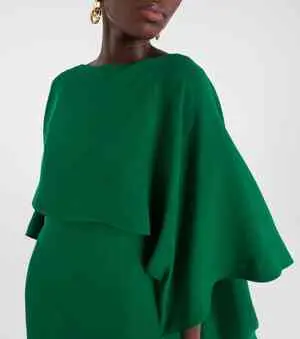 Valentino Garavani Caped Silk Crêpe Midi Dress