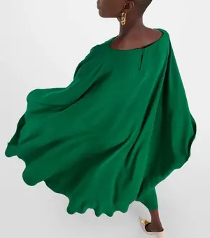 Valentino Garavani Caped Silk Crêpe Midi Dress