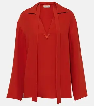Valentino Garavani Tie-neck Blouse - Orange