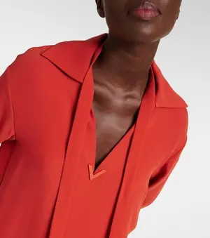 Valentino Garavani Tie-neck Blouse - Orange