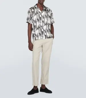 Frescobol Carioca Roberto Printed Silk Bowling Shirt