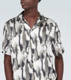 Frescobol Carioca Roberto Printed Silk Bowling Shirt