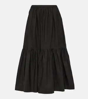 GANNI Cotton Poplin Midi Skirt - Black