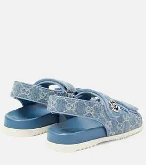 Gucci Double G Gg Denim Sandals