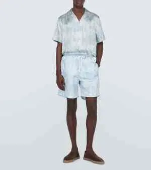 Frescobol Carioca Roberto Printed Silk Bowling Shirt