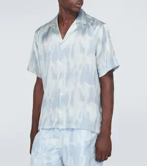 Frescobol Carioca Roberto Printed Silk Bowling Shirt