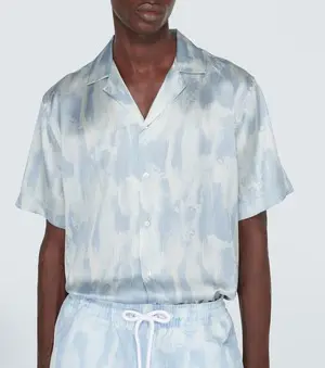 Frescobol Carioca Roberto Printed Silk Bowling Shirt