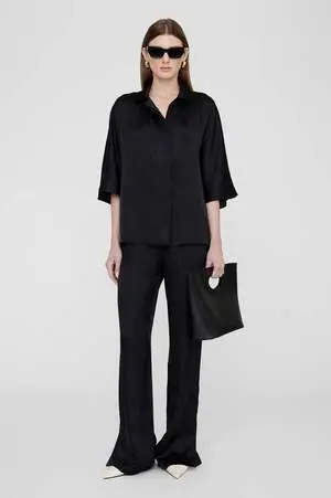 ANINE BING Julia Silk Blend Shirt - Black