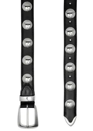 Khaite Benny Studded Leather Belt - Black