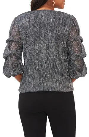 Chaus Metallic Lantern Sleeve Top