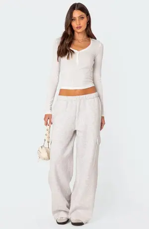 EDIKTED Noah Pointelle Henley - White