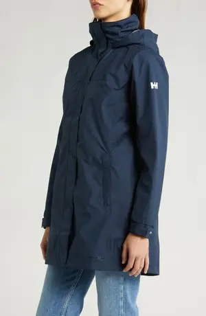Helly Hansen Aden Waterproof Hooded Longline Rain Jacket - Navy