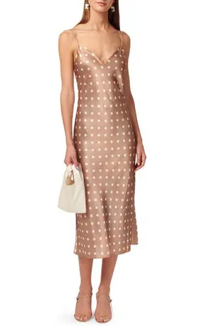 Cami Nyc Myla Satin Slipdress - Macadamia Dot