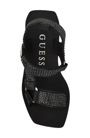 Guess Dawsin Platform Wedge Sandals - Black