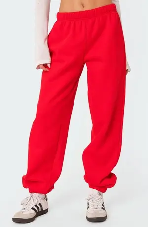EDIKTED Clark Oversize Sweatpants - Red