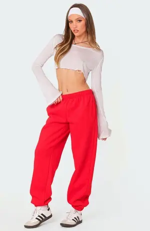 EDIKTED Clark Oversize Sweatpants - Red