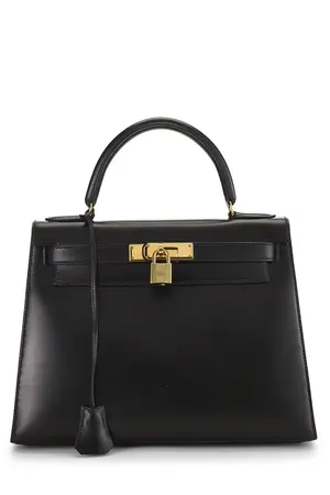 Hermès Hermès Black Box Leather Sellier 28 Bag Black