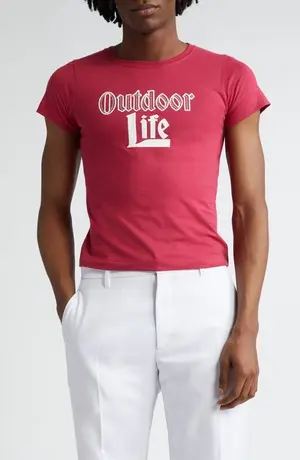 STOCKHOLM SURFBOARD CLUB Outdoor Rhinestone Organic Cotton Fitted T-shirt - Pink