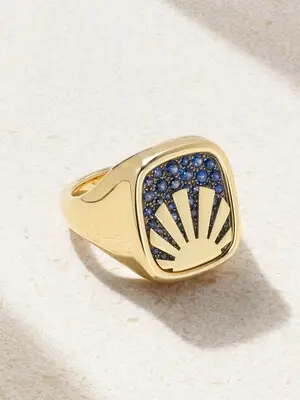 Brent Neale Mini Sunset 18-karat Sapphire Signet Ring - Gold