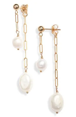 SET & STONES Maryn Freshwater Pearl Drop Earrings - Gold