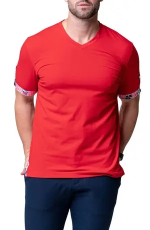 MACEOO Vivaldi Solid Ripple V-neck Cotton T-shirt