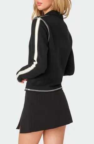 EDIKTED Gio Contrast Stitch Cotton Sweatshirt - Black