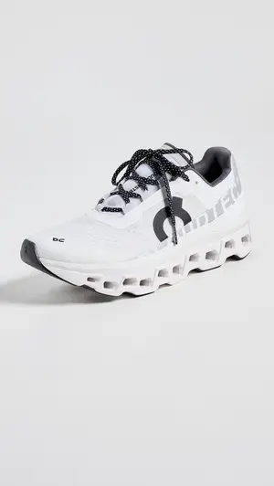 On Cloudmonster Lace Up Sneakers - All White