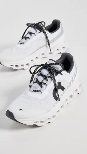 On Cloudmonster Lace Up Sneakers - All White
