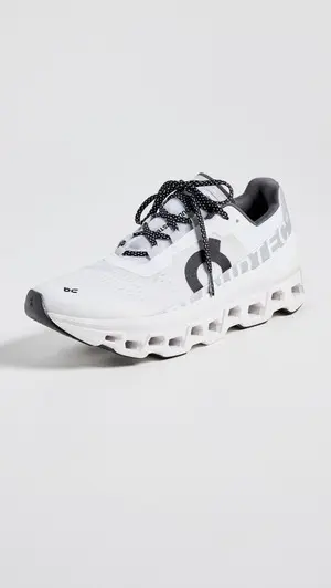 On Cloudmonster Lace Up Sneakers - All White