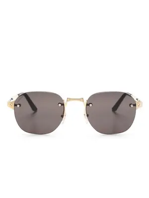 CARTIER Rimless Square-frame Sunglasses - Grey/gold-tone
