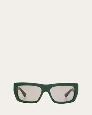 Bottega Veneta Acetate & Metal Rectangle Full Rim Sunglasses