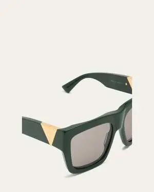 Bottega Veneta Acetate & Metal Rectangle Full Rim Sunglasses