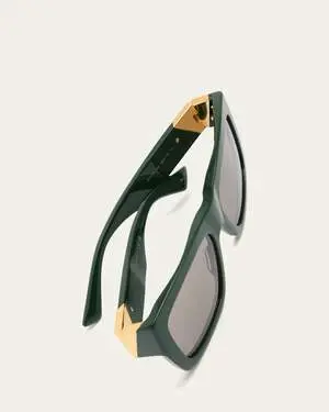 Bottega Veneta Acetate & Metal Rectangle Full Rim Sunglasses