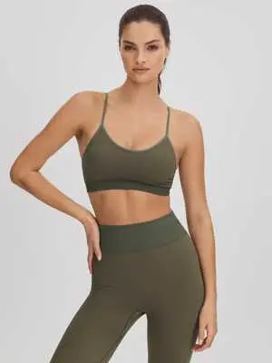 The Upside Striped Sports Bra - Khaki