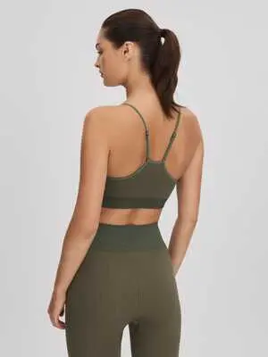 The Upside Striped Sports Bra - Khaki