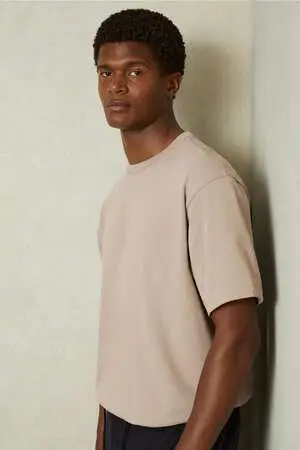 REISS Tate Oversized Garment Dye T-shirt Beige