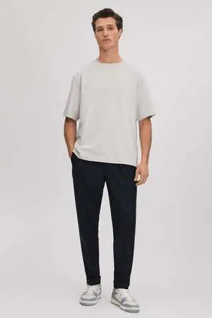 REISS Tate Oversized Garment Dye T-shirt Silver