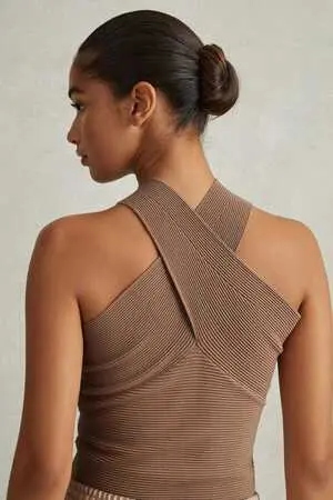 REISS Ribbed Cross-over Vest