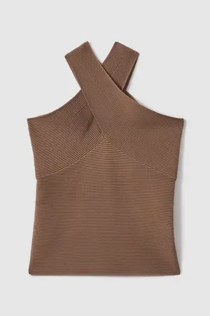 REISS Ribbed Cross-over Vest